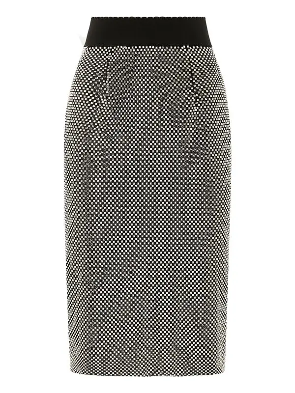 Dolce & Gabbana Crystal Mesh Calf-length Skirt - Silver