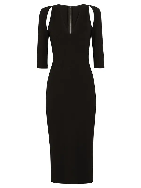 Dolce & Gabbana Jersey Calf-length Dress With Cut-outs - Black