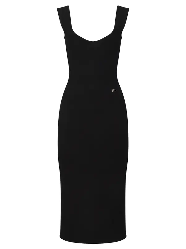 Dolce & Gabbana Sleeveless Knit Dress With Dg Logo - Black