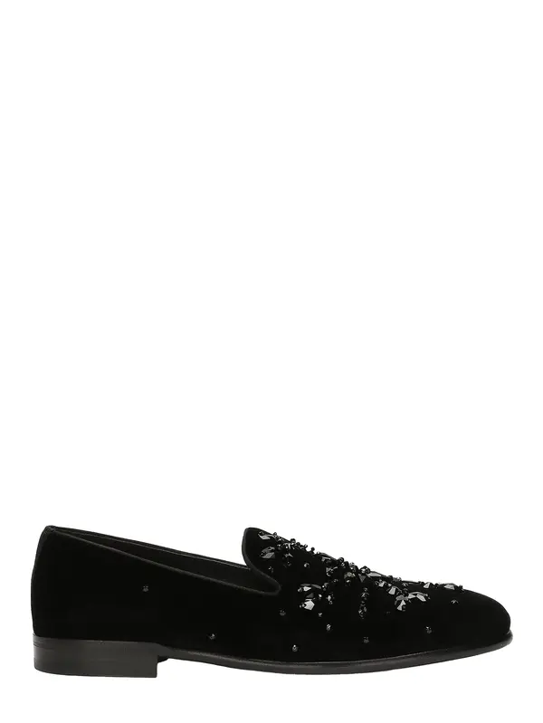 Dolce & Gabbana Velvet Slippers - Negro