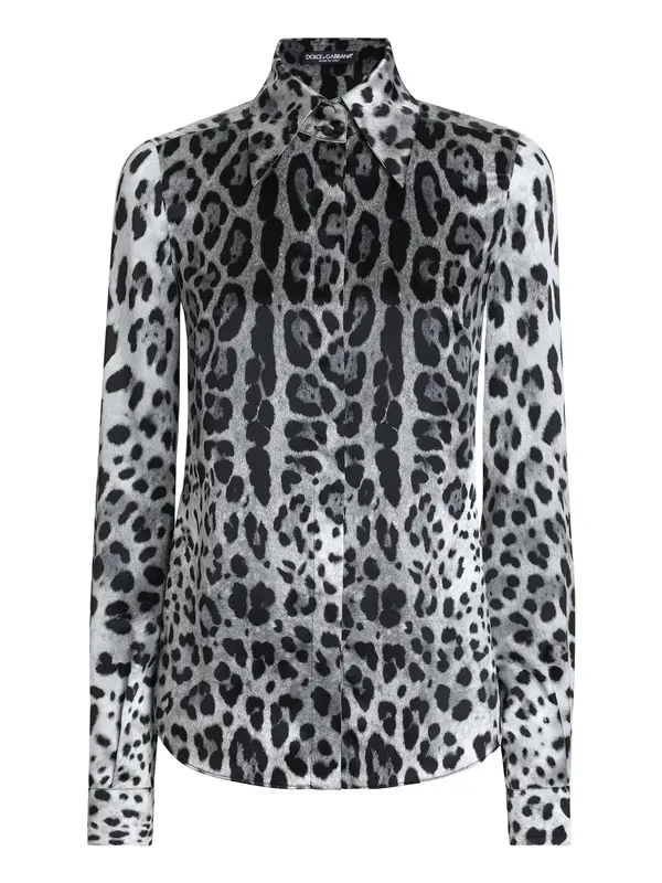 Dolce & Gabbana Leopard- Silk Satin Shirt - Print