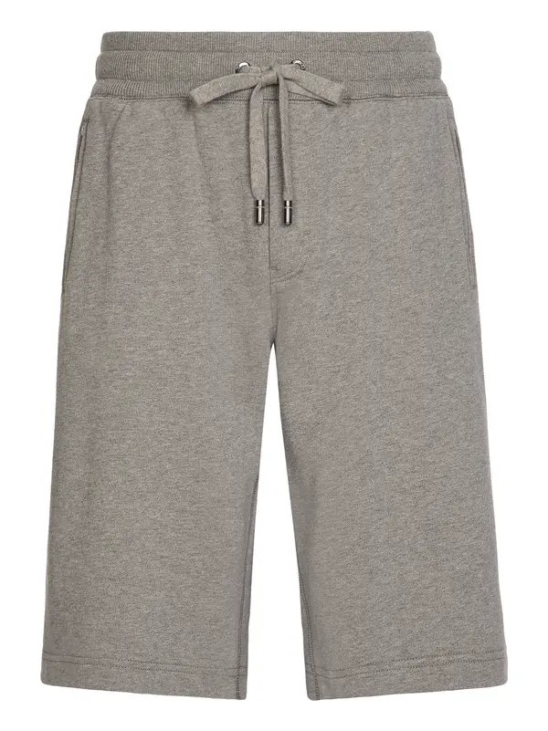Dolce & Gabbana Jersey Jogging Shorts With Logo Tag - Grey