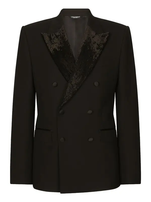 Dolce & Gabbana Double-breasted Wool Sicilia-fit Tuxedo Jacket - Black