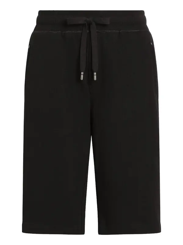 Dolce & Gabbana Jersey Jogging Shorts With Logo Tag - Black