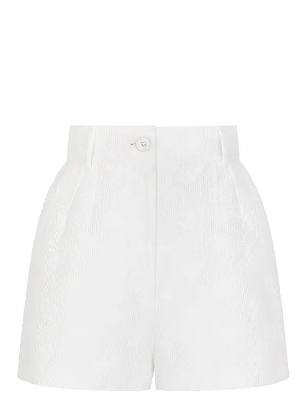 Dolce & Gabbana Jacquard Shorts With Dg Logo - White
