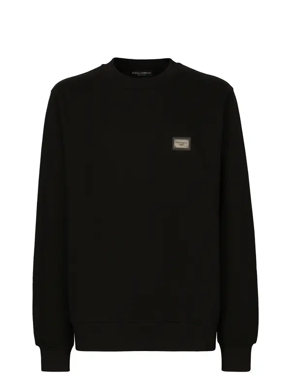 Dolce & Gabbana Jersey Sweatshirt With Branded Tag - Black