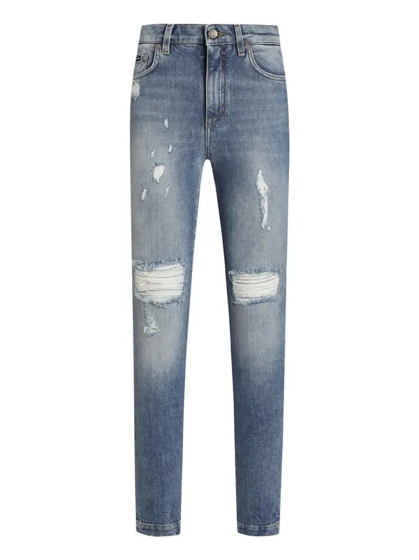 Dolce & Gabbana Stretch Denim Audrey Jeans With Rips - Azure