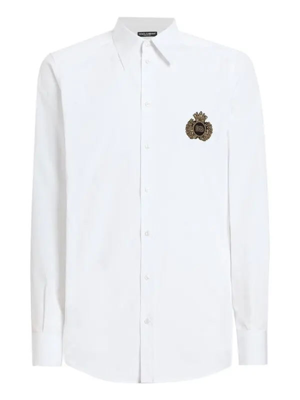 Dolce & Gabbana Cotton Shirt With Heraldic Patch - White
