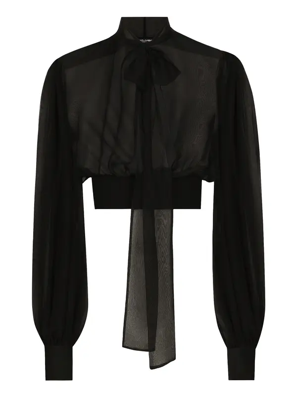 Dolce & Gabbana Silk Chiffon Pussy-bow Blouse - Black