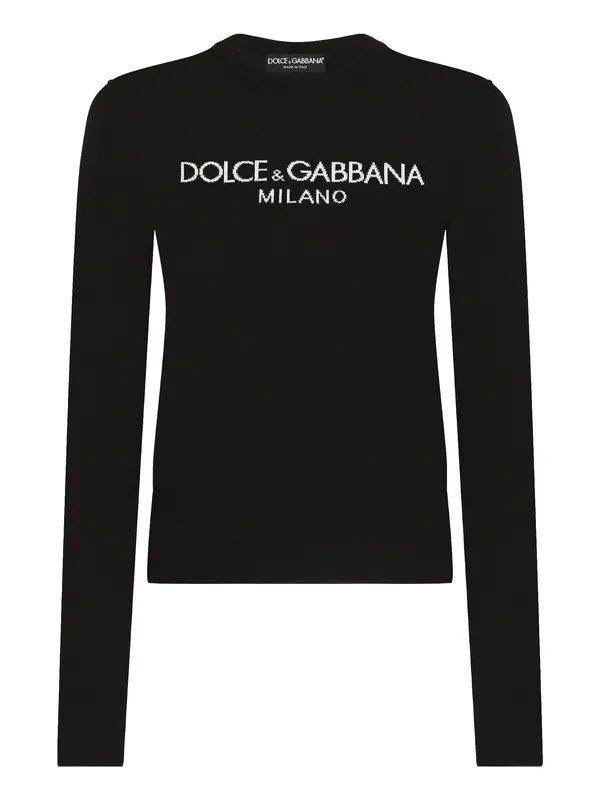Dolce & Gabbana Logo Inlay Wool Sweater - Black
