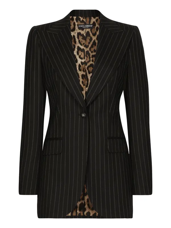 Dolce & Gabbana Pinstripe Wool Turlington Jacket - Multicolor
