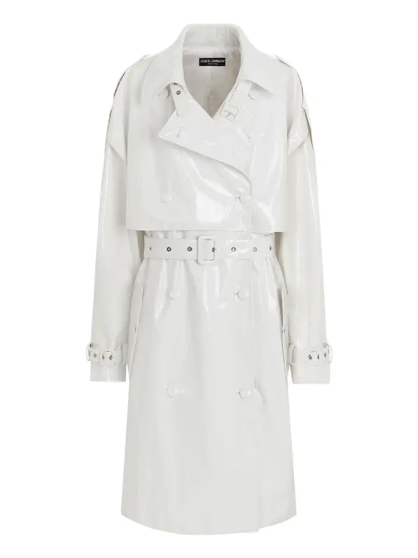 Dolce & Gabbana Coated Cotton Trench Coat - White
