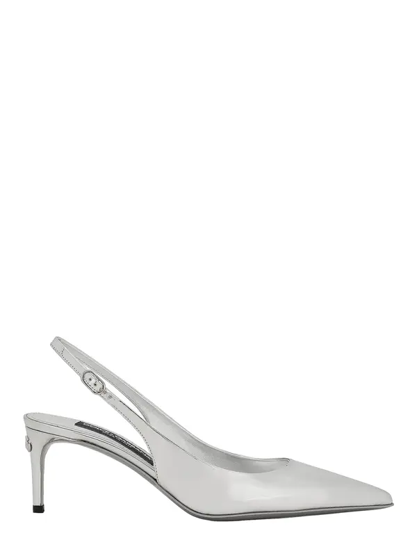Dolce & Gabbana Mirrored Calfskin Slingbacks - Silver
