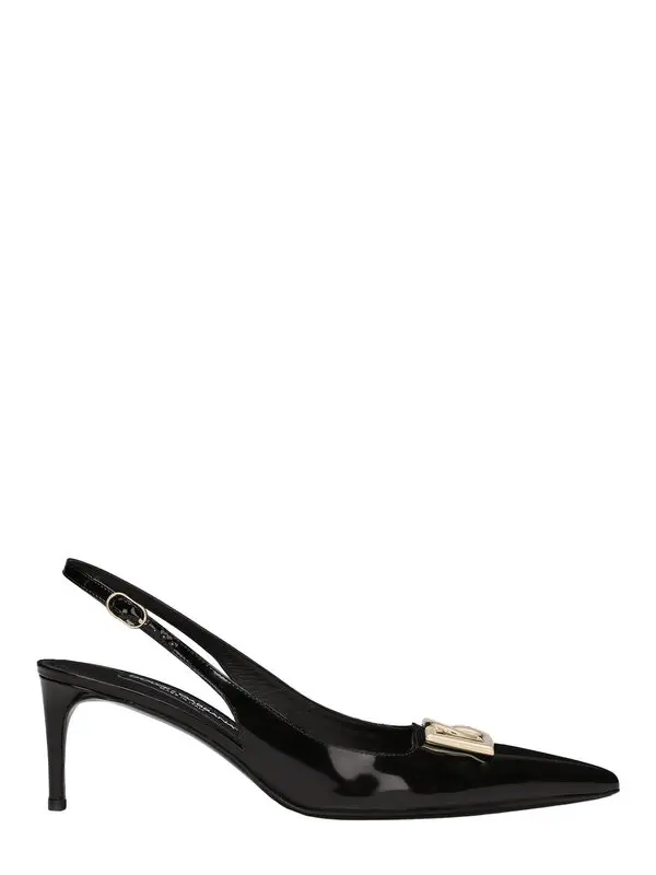 Dolce & Gabbana Polished Calfskin Slingbacks - Black