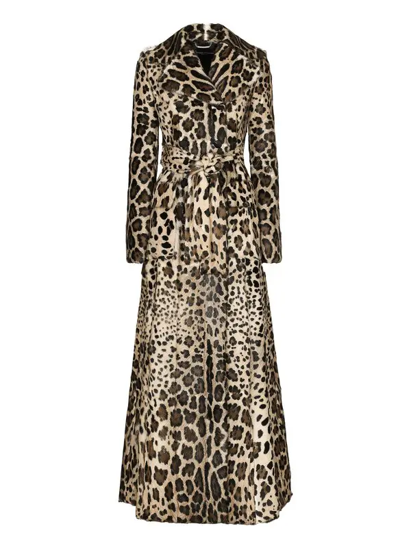 Dolce & Gabbana Double-breasted Leopard-print Goatskin Coat With Belt - Multicolor
