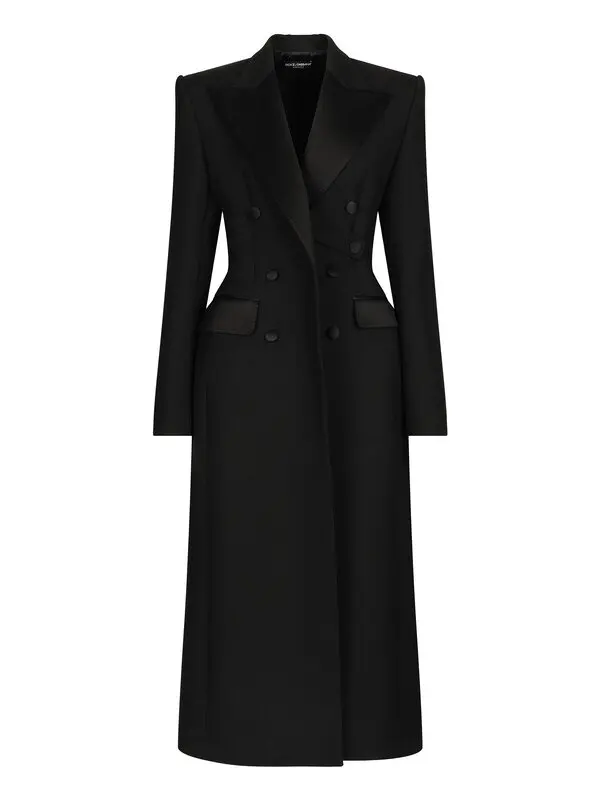 Dolce & Gabbana Double-breasted Wool Gabardine Tuxedo Coat With Padded Hips - Black