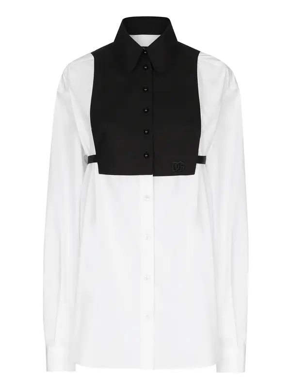 Dolce & Gabbana Cotton Shirt With Contrasting Shirt Front - White