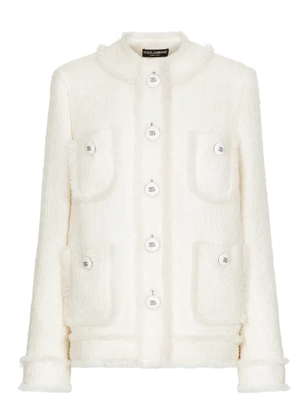 Dolce & Gabbana Single-breasted Tweed Jacket - White