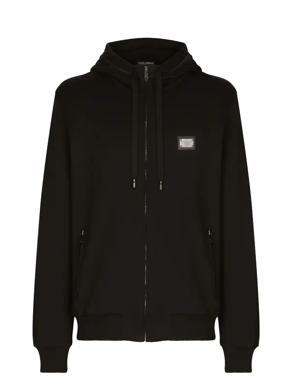 Dolce & Gabbana Jersey Zip-up Hoodie - Black