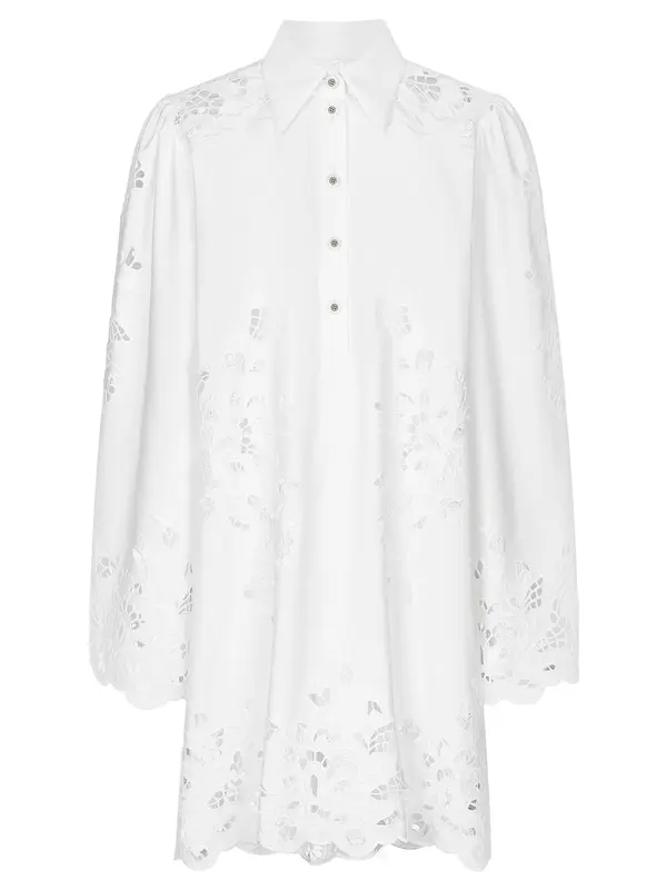 Dolce & Gabbana Cotton Shirt Dress With Cut-out Detailing - White