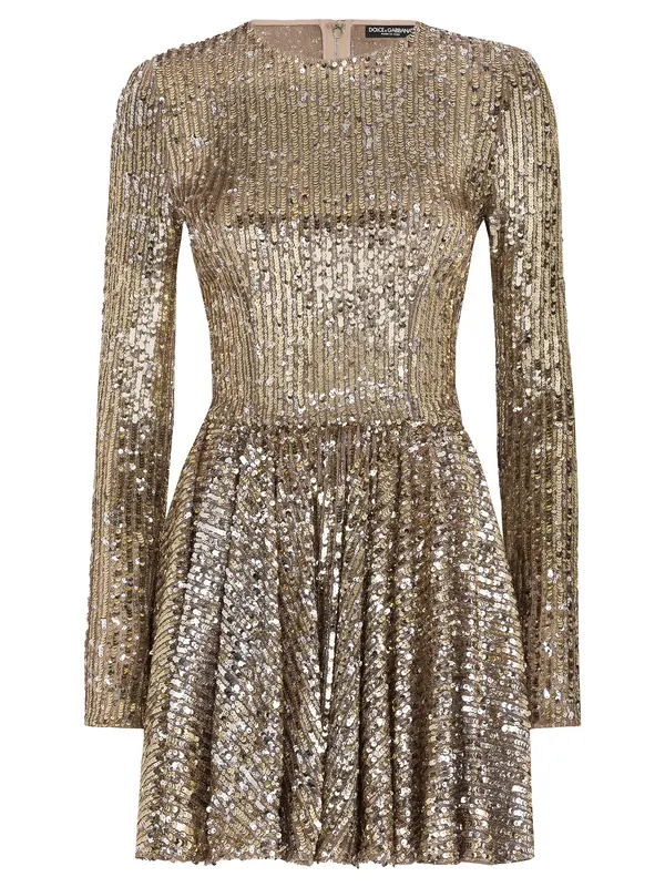 Dolce & Gabbana Sequined Mini Dress - Gold