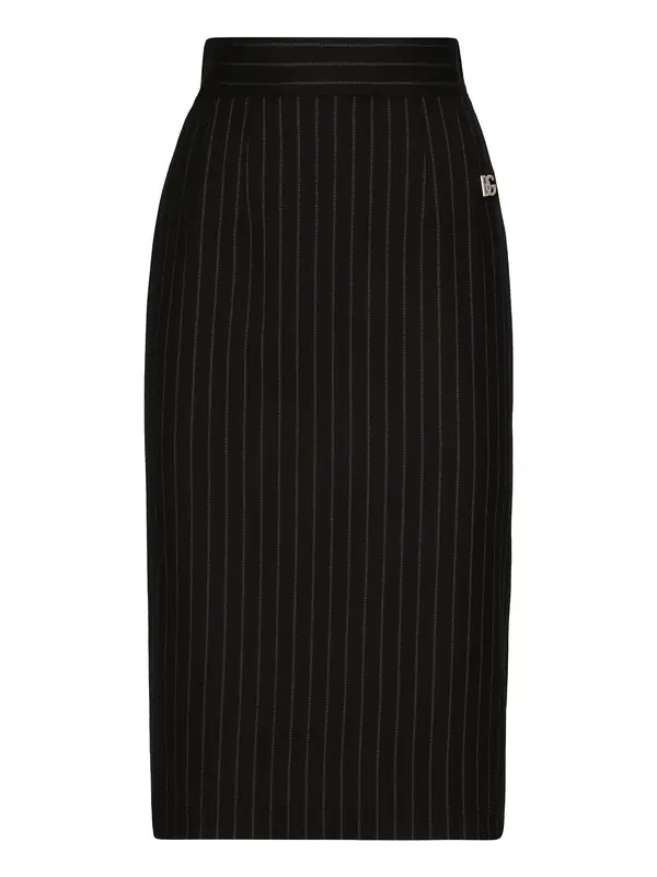 Dolce & Gabbana Pinstripe Stretch Wool Skirt - Multicolor