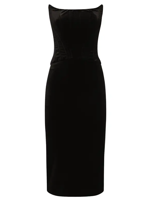 Dolce & Gabbana Velvet Corset Dress - Black