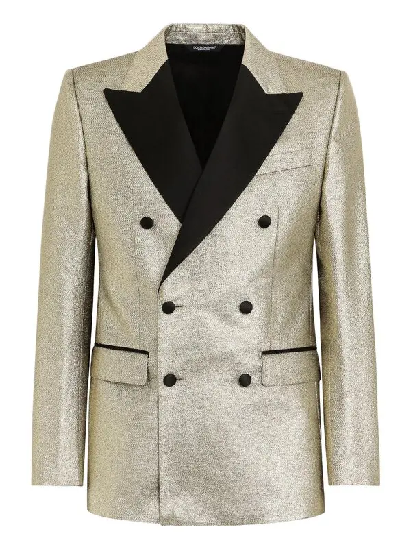 Dolce & Gabbana Double-breasted Lamé Jacquard Tuxedo Jacket - Gold