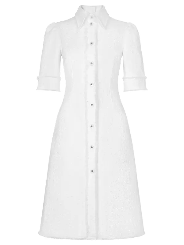 Dolce & Gabbana Cotton Raschel Tweed Dress - White