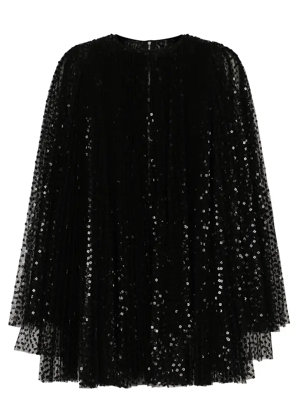 Dolce & Gabbana Pleated Sequined Dress - Black