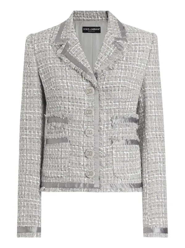 Dolce & Gabbana Short Single-breasted Lamé Bouclé Jacket - Multicolor