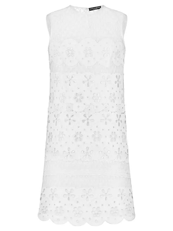 Dolce & Gabbana Short Cotton Dress With Cut-out Detailing - White