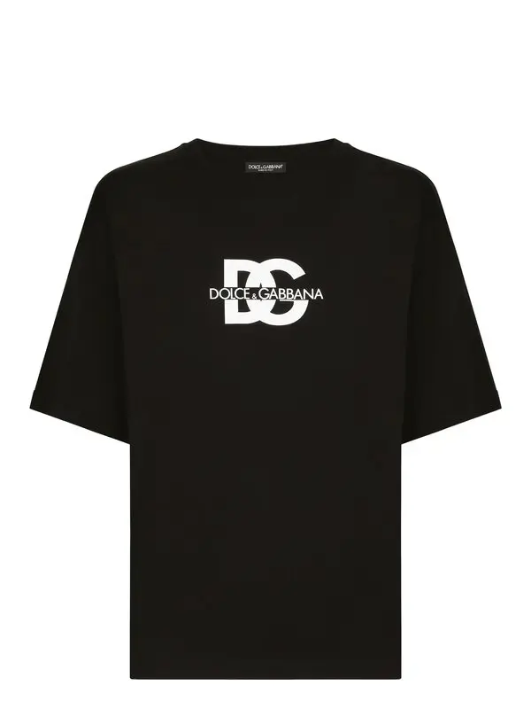 Dolce & Gabbana Short-sleeved T-shirt With Dg Logo Print - Black