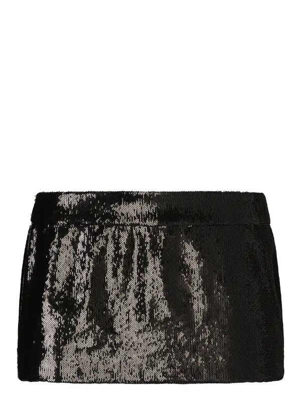 Dolce & Gabbana Miniskirt With Micro-sequin Embellishment - Black