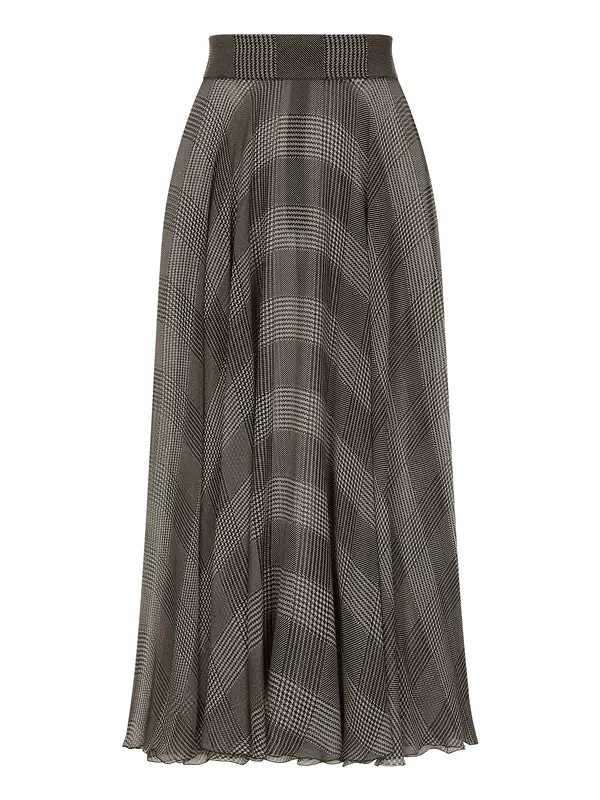 Dolce & Gabbana Silk Chiffon Glen Plaid Circle Skirt - Multicolor