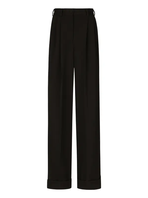 Dolce & Gabbana Flared Woolen Trousers - Black