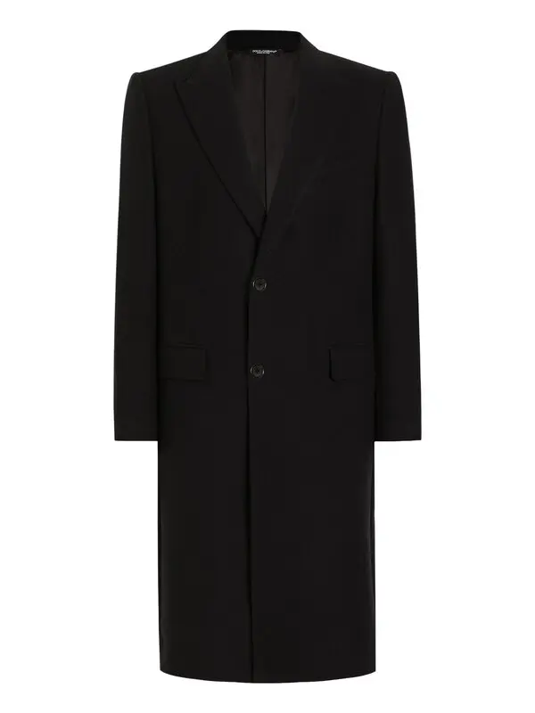 Dolce & Gabbana Single-breasted Wool Coat - Black