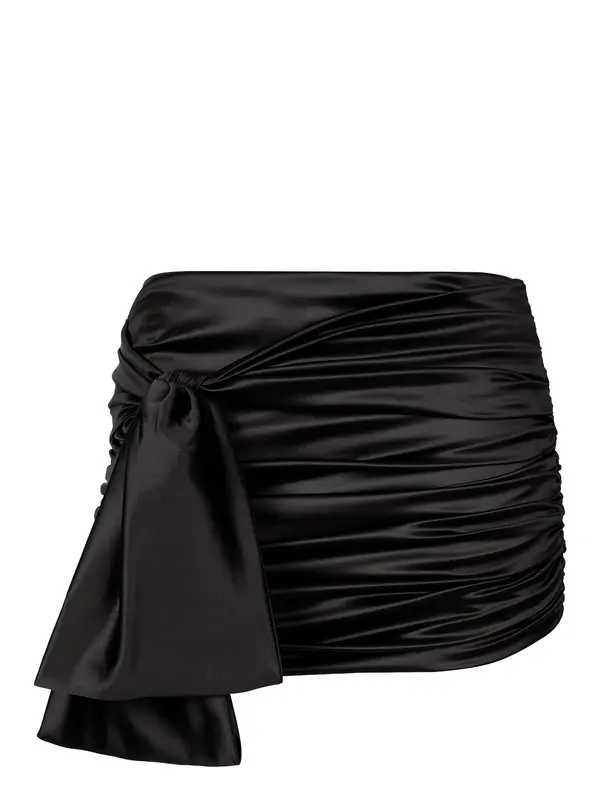 Dolce & Gabbana Draped Satin Mini Skirt With Bow - Black