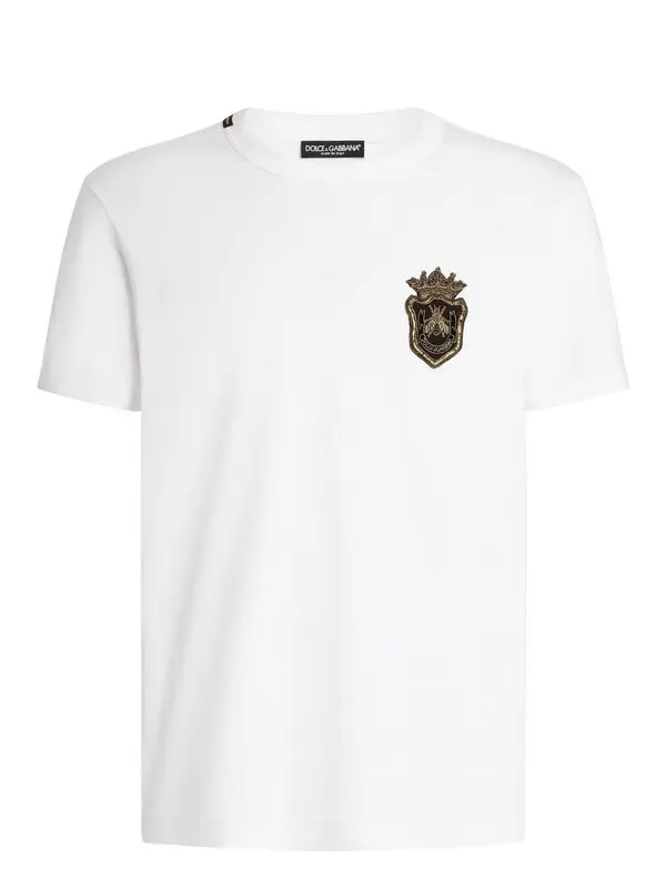 Dolce & Gabbana Cotton T-shirt With Heraldic Patch - White