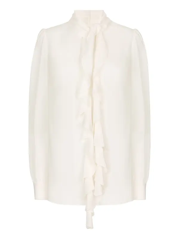 Dolce & Gabbana Georgette Blouse With Ruches - White