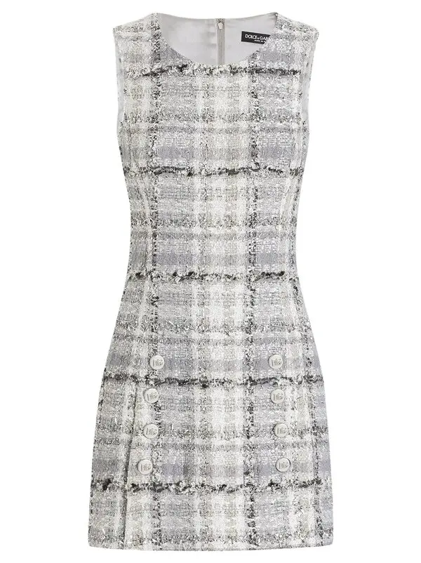 Dolce & Gabbana Lurex Raschel Tweed Minidress With Dg Buttons - Multicolor