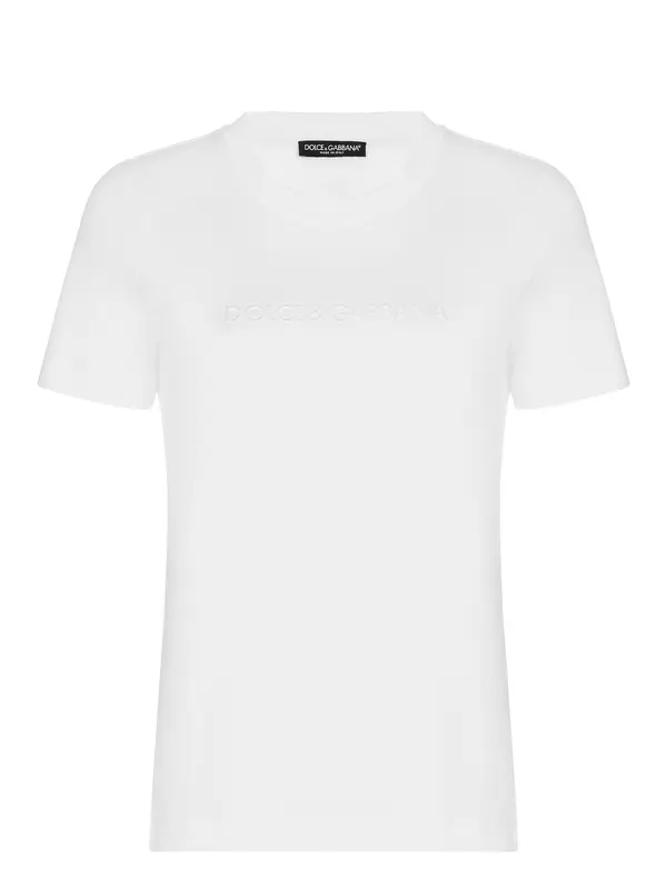 Dolce & Gabbana Jersey T-shirt With Flocked Detail - White