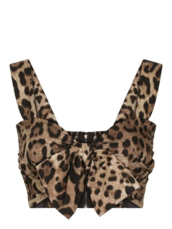 Dolce & Gabbana Leopard Print Poplin Top - Multicolor