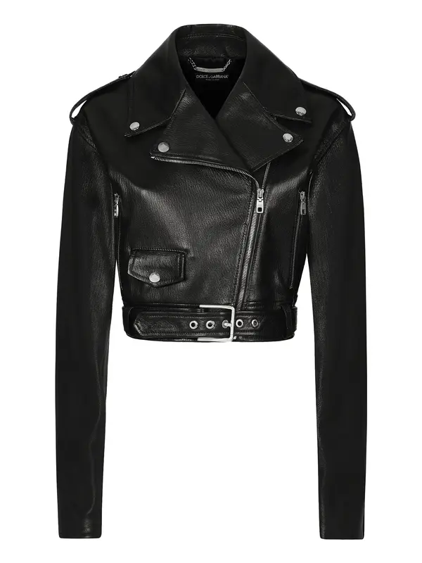 Dolce & Gabbana Plongé Nappa Leather Biker Jacket - Black