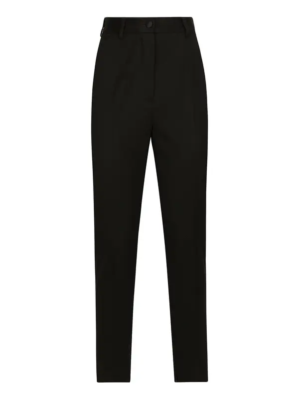 Dolce & Gabbana Wool Gabardine Cigarette Pants - Black