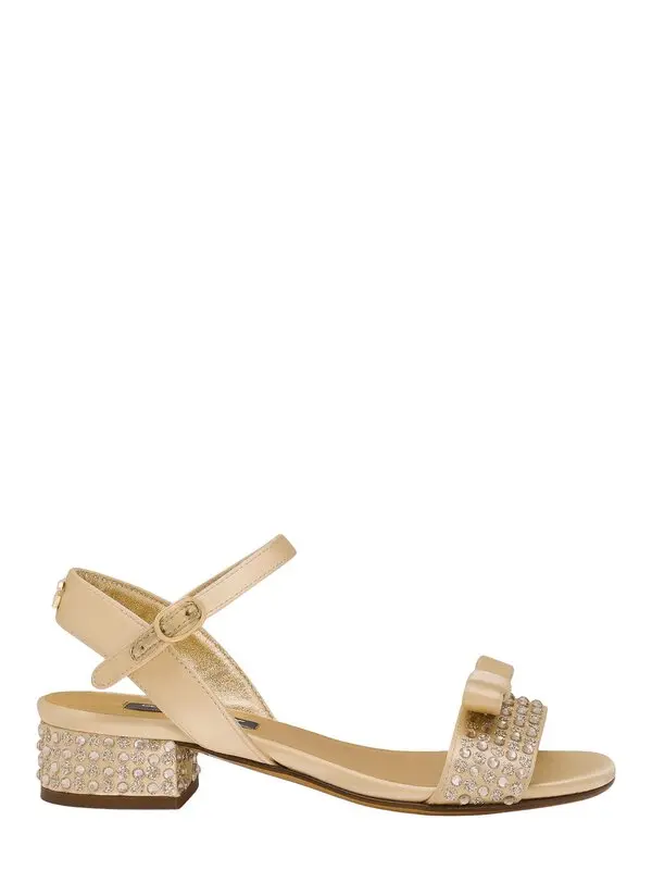 Dolce & Gabbana Satin Sandals With Polka-dots And Rhinestones - Gold