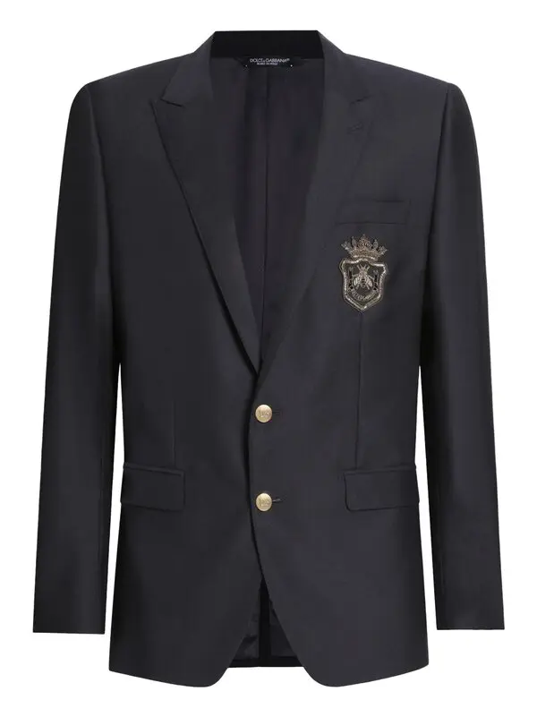 Dolce & Gabbana Single-breasted Jacket With Patch - Blue