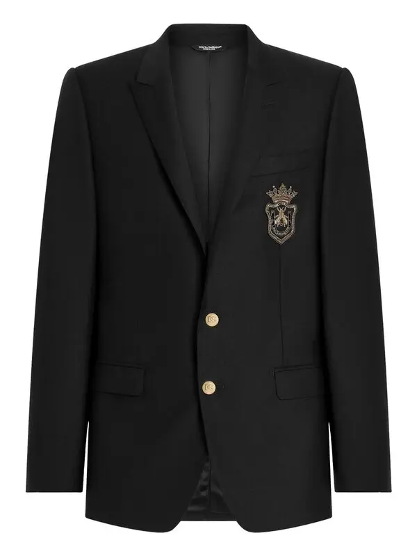 Dolce & Gabbana Single-breasted Martini-fit Jacket With Patch - Black