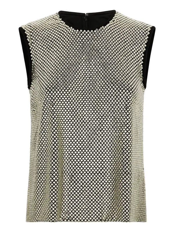 Dolce & Gabbana Crystal Mesh Sleeveless Blouse - Gold