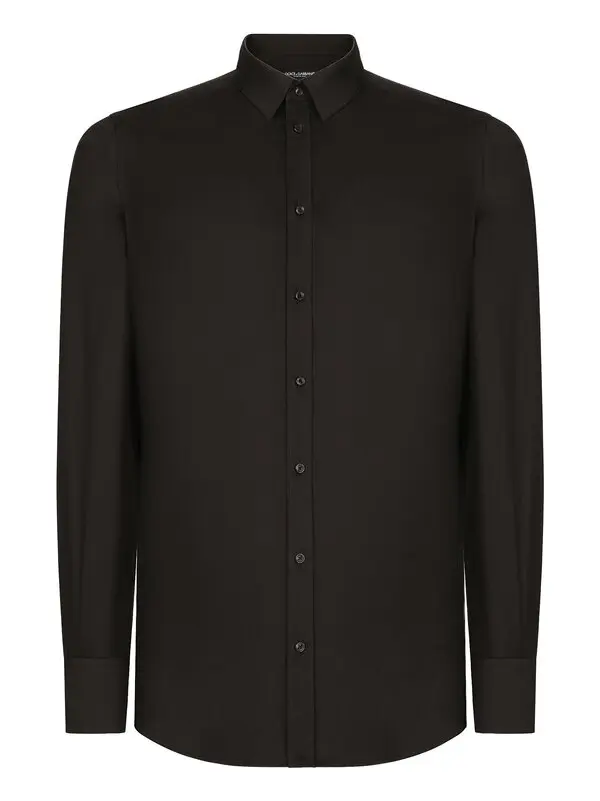 Dolce & Gabbana Stretch Cotton Gold-fit Shirt - Black